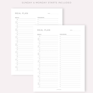 Digital Weekly Meal Planner With Grocery List, 7 Day Menu Plan, Food ...