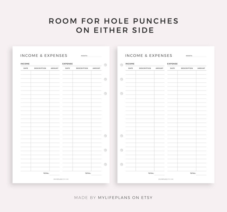 Income & Expense Tracker on One Page Financial Planner - Etsy