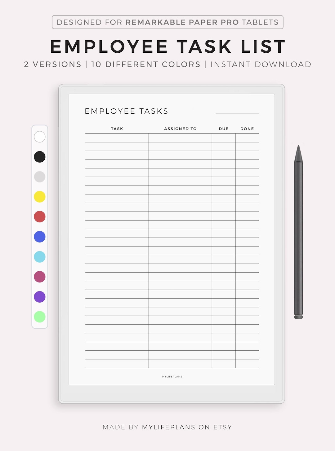 Employee Task List - Assignment Sheet, Task Management, Team ...