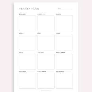 Yearly Overview, Printable Yearly Planner on One Page, Year at a Glance ...