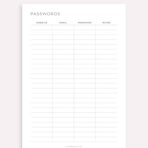 Simple Password Tracker, Password Keeper, Password Organizer, Password ...