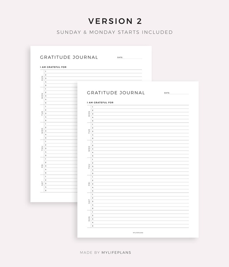 Weekly Gratitude Journal, Printable Template for Happy Planner Classic ...