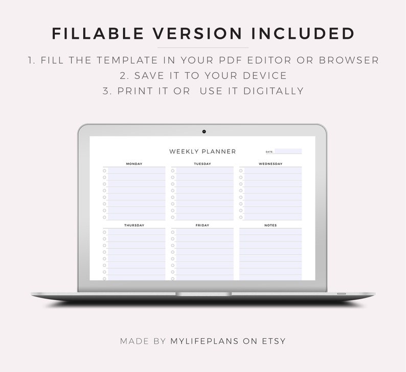 Five Day Weekly Planner Printable to Do List Weekly Schedule - Etsy