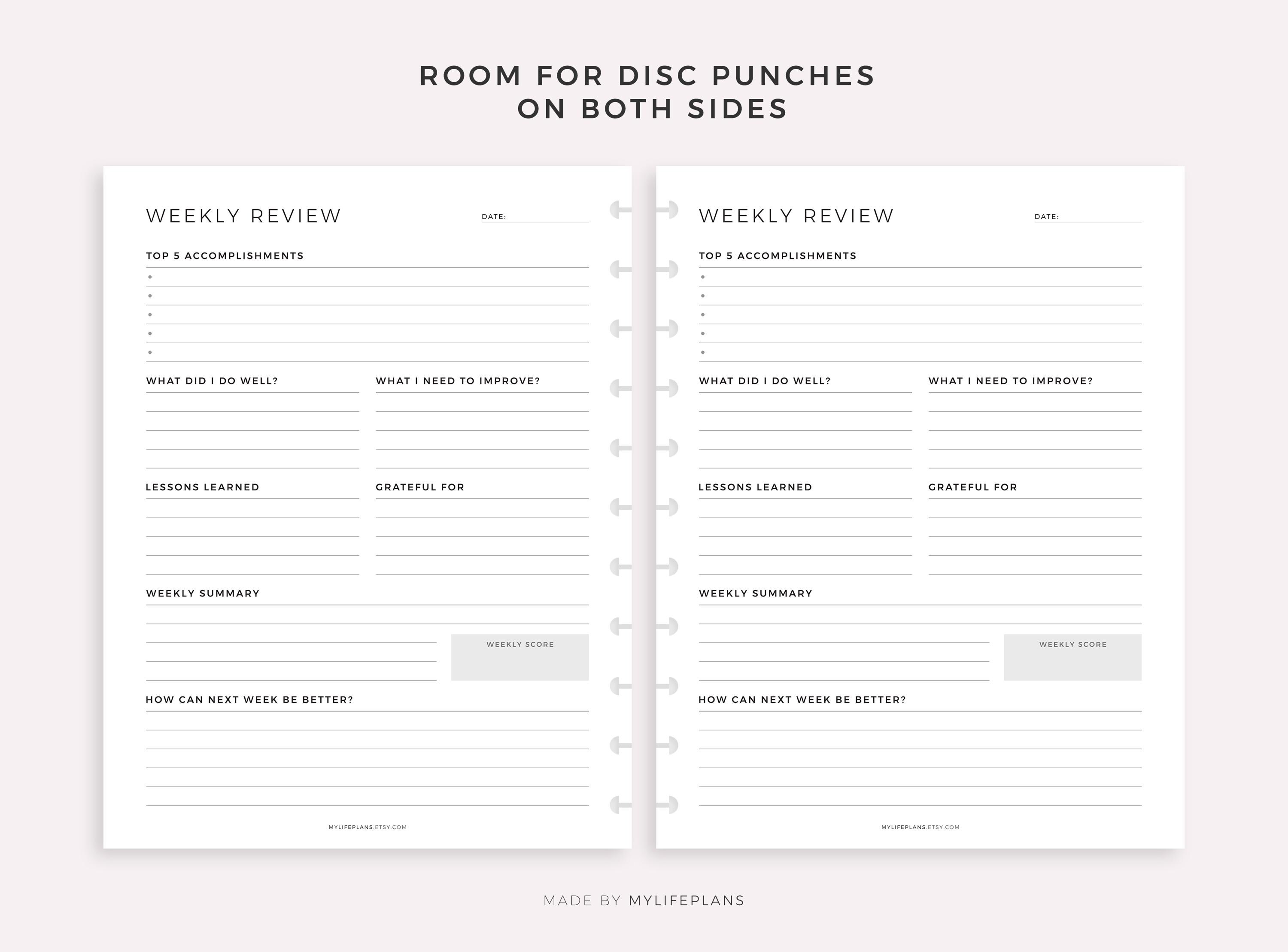 Weekly Review Template for Happy Planner Classic & Big, Printable PDF ...