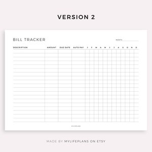 Digital Bill Tracker Template Landscape, Compatible With Goodnotes ...