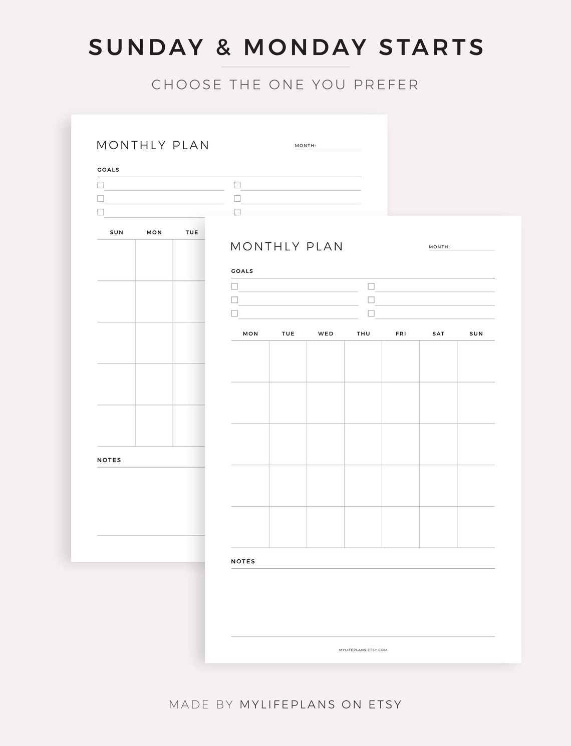 Monthly Goal Planner Printable Fillable Monthly Planner - Etsy