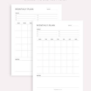 Monthly Goal Planner Printable, Fillable Monthly Planner, Monday and ...