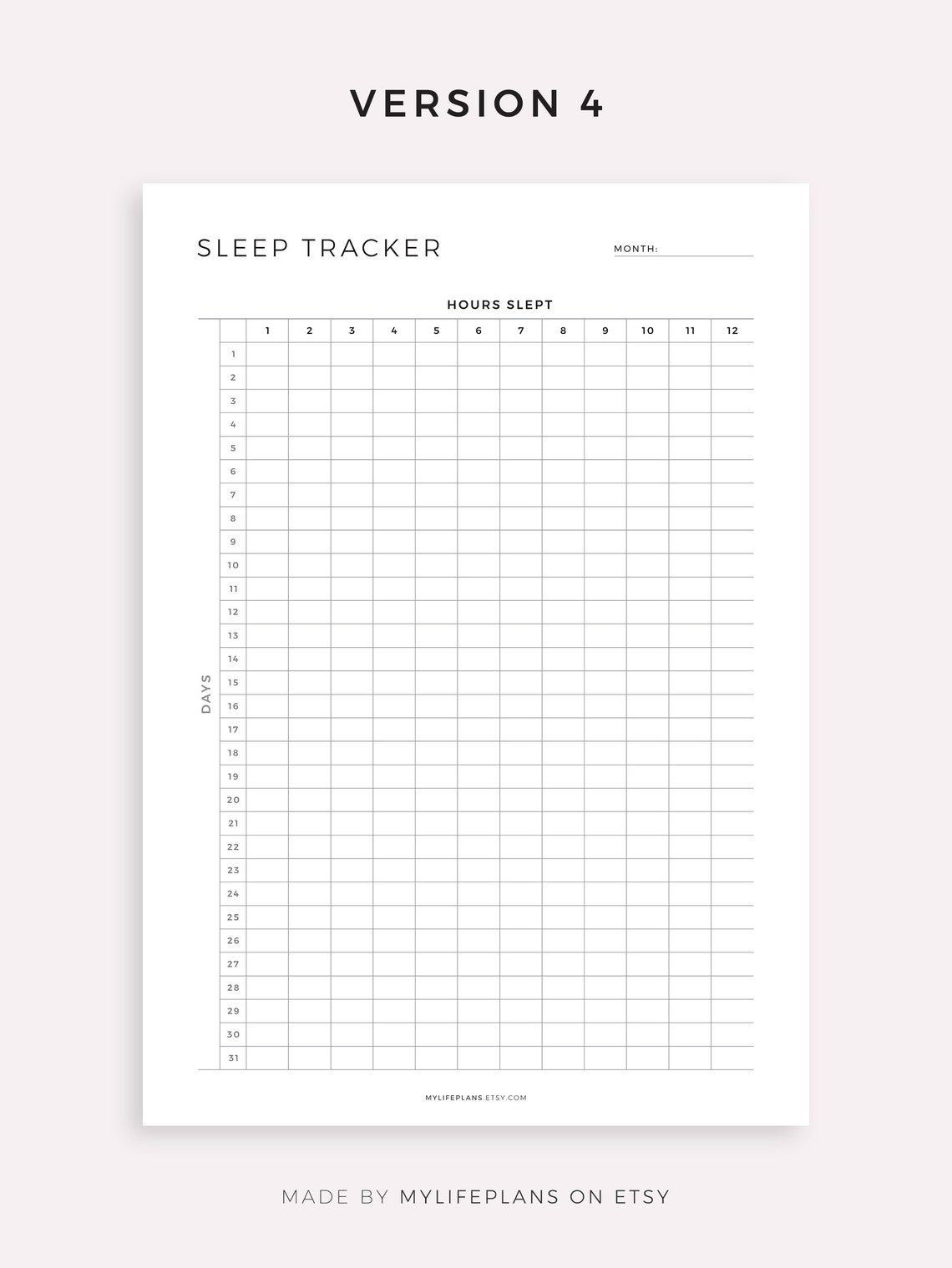 Sleep Tracker Printable Monthly Sleep Log Sleep Quality - Etsy