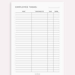 Employee Task List - Assignment Sheet, Task Management, Team Organisation, Compatible With ...