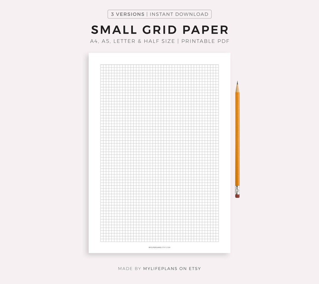 Small Grid Paper Printable, Squared Paper, Planner Inserts, A4/a5 ...