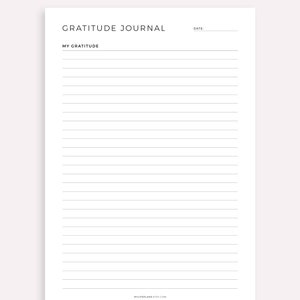 Simple Gratitude Journal Printable Template, Gratitude Notebook ...