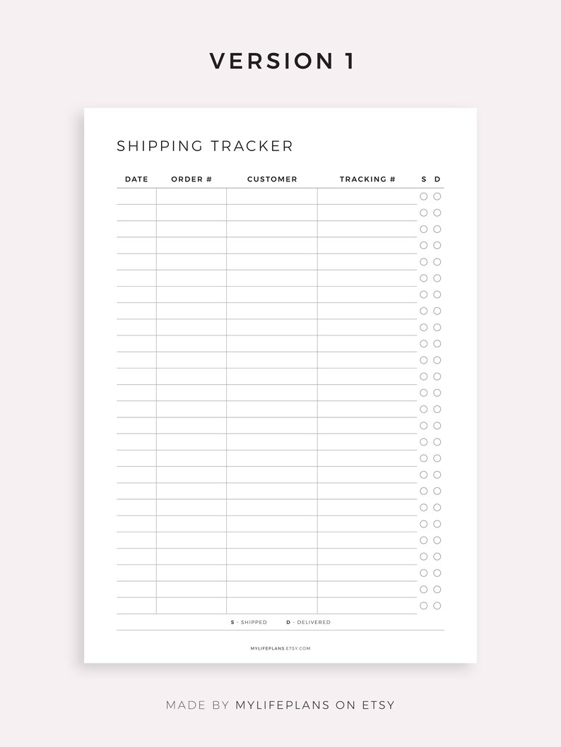 Shipping Tracker Printable Template, Shipping Planner, Shipping Log ...