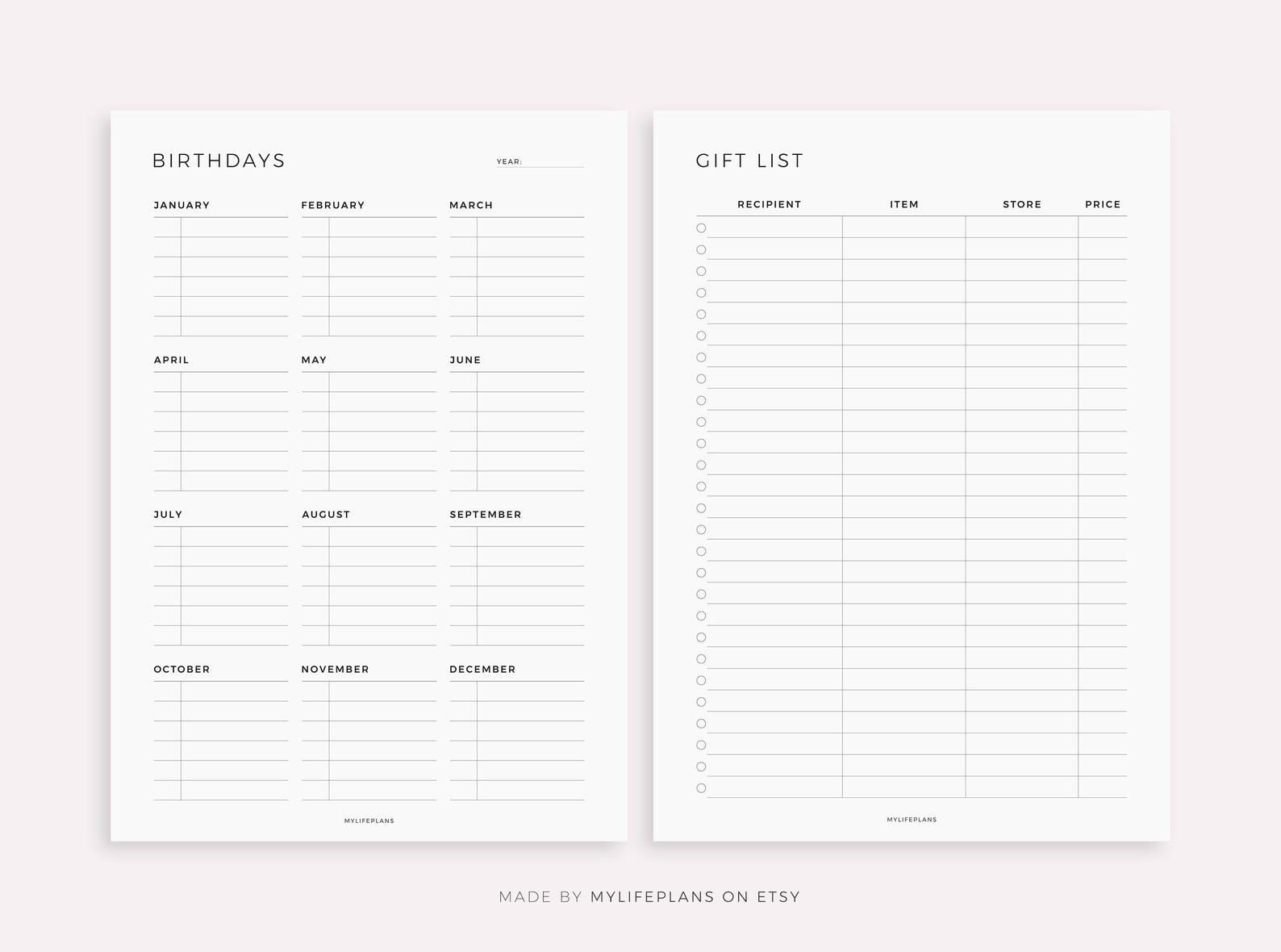 Birthday Tracker & Gift List Template for Kindle Scribe, Instant ...