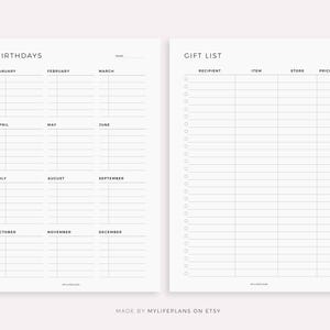 Birthday Tracker & Gift List Template for Kindle Scribe, Instant ...