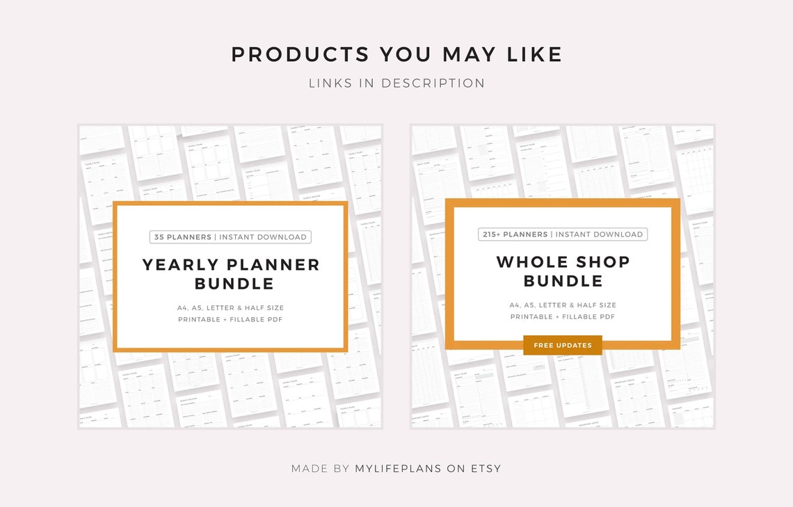 Half Year Planner Printable Landscape, Year on 2 Pages, Calendar ...