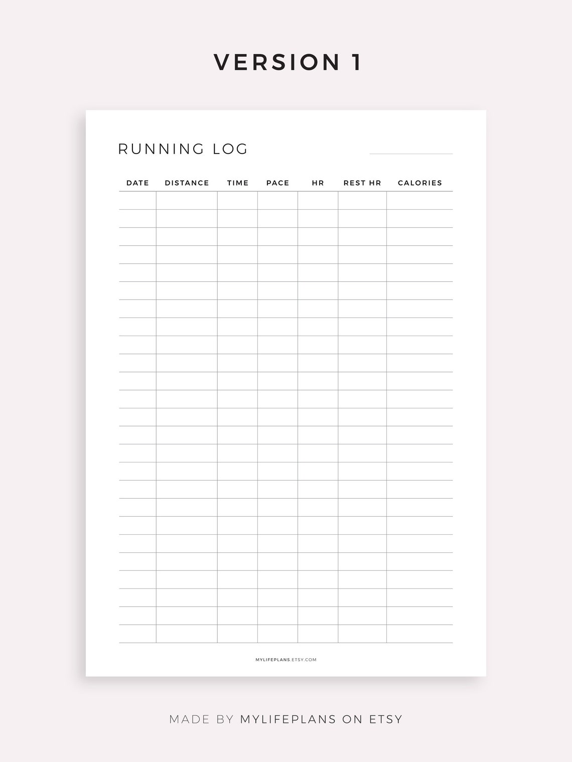 Printable Running Log Template, Running Tracker, Cardio Training Log ...