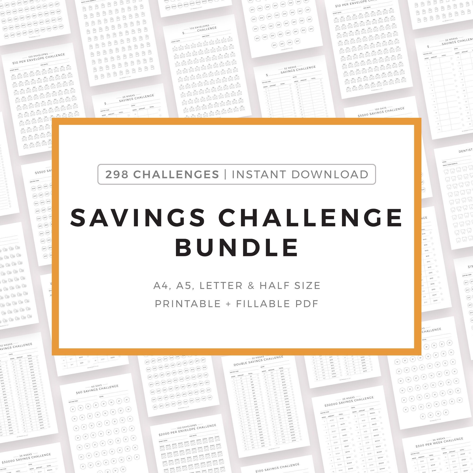 Savings Challenge Inserts Bundle Printable A4/a5/letter/half - Etsy