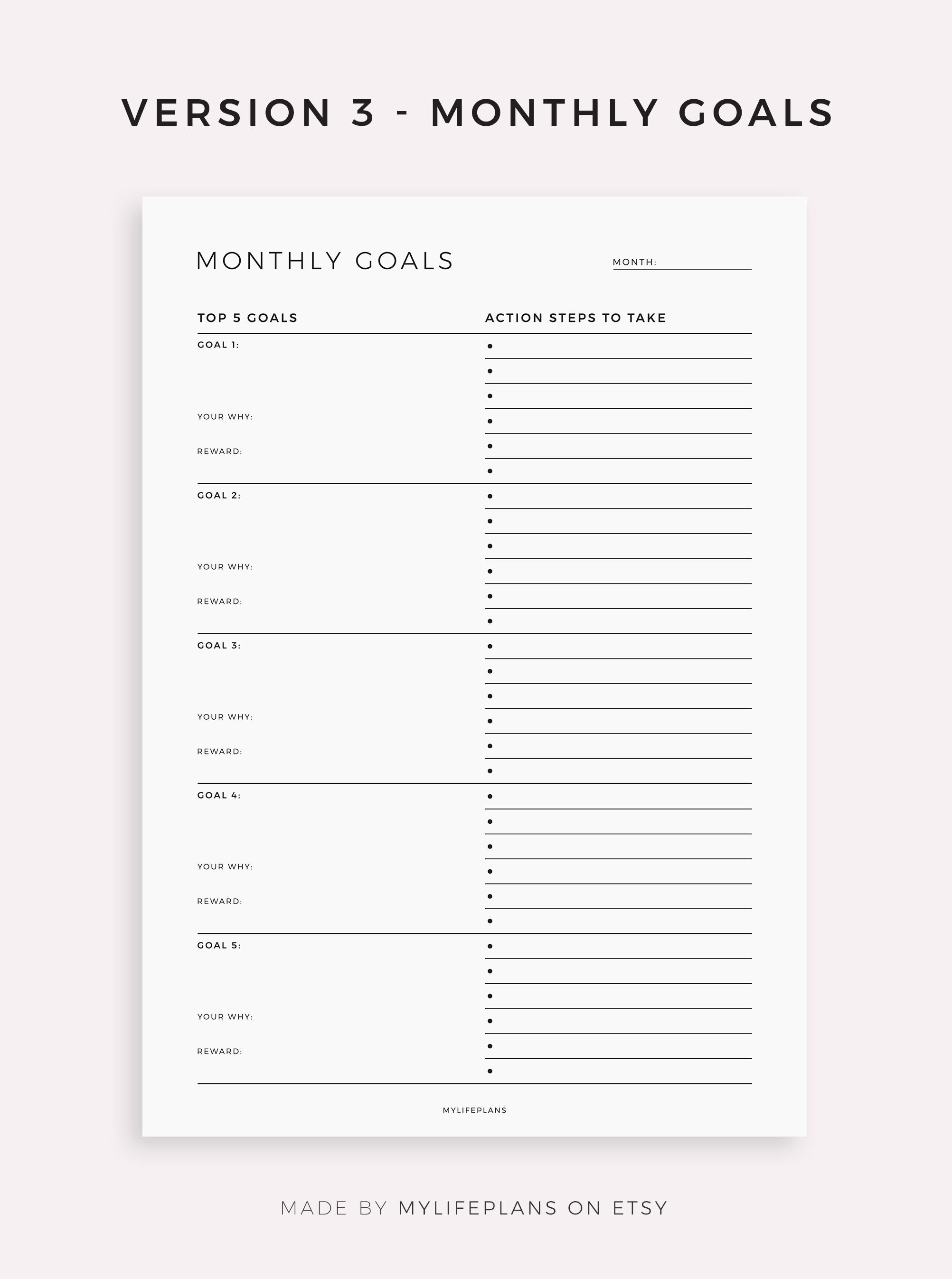 Top 5 Goals Planner for Remarkable Paper Pro, Instant Download - Etsy