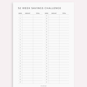 52 Week Savings Challenge for Supernote A5X/A5/A6X2/A6X/A6, Yearly ...