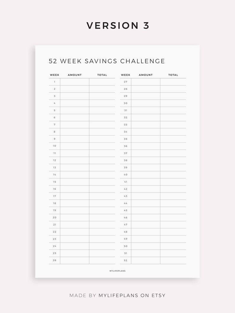 52 Week Savings Challenge for Supernote A5X2/A5X/A5/A6X2/A6X/A6 ...