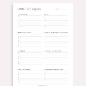 Goal Planner Printable & Fillable PDF - Yearly Goals, Quarterly Goals ...