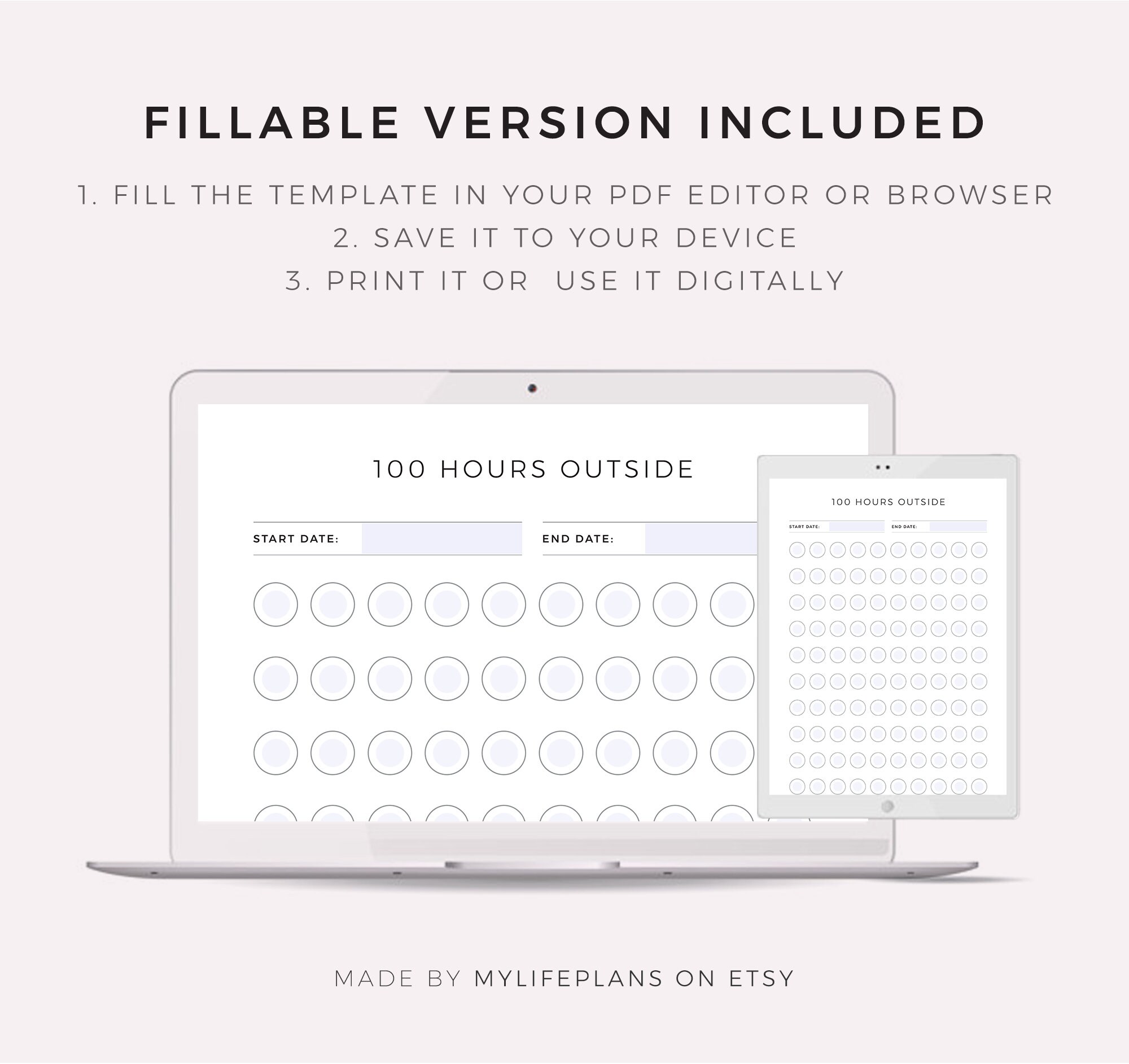 100 Hours Outside Tracker Printable Track Your Time Outdoors - Etsy UK