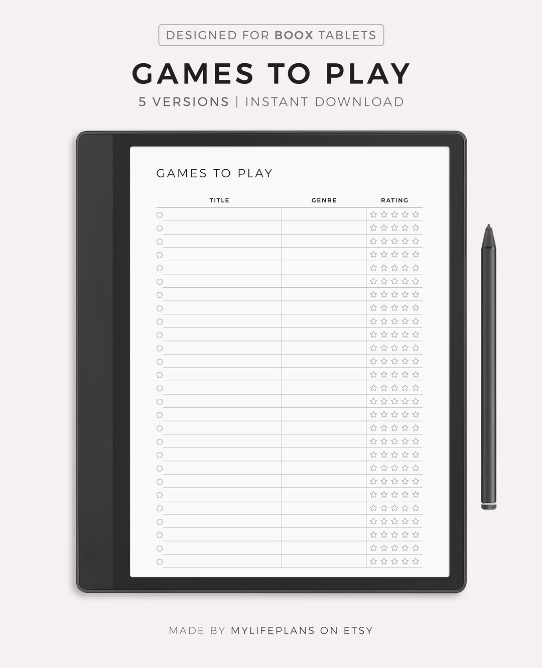 Video Games to Play, Gaming Journal, Gamer Log, Compatible With Boox ...