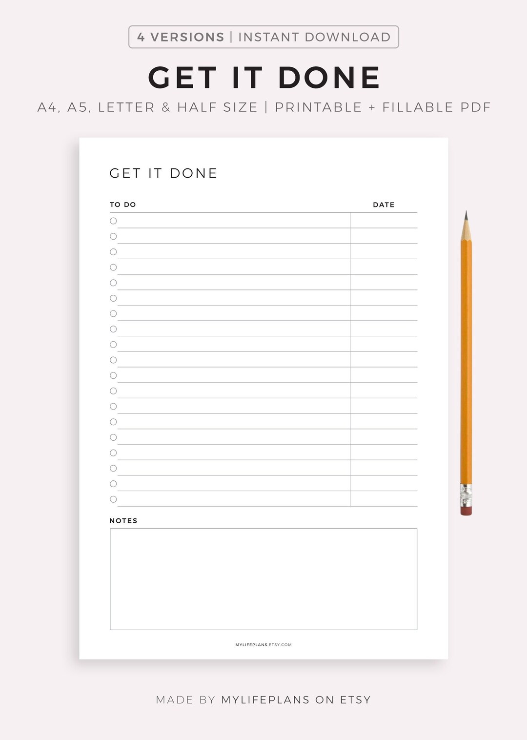 Get It Done, Printable to Do List Template, Task List, A4/a5/letter ...