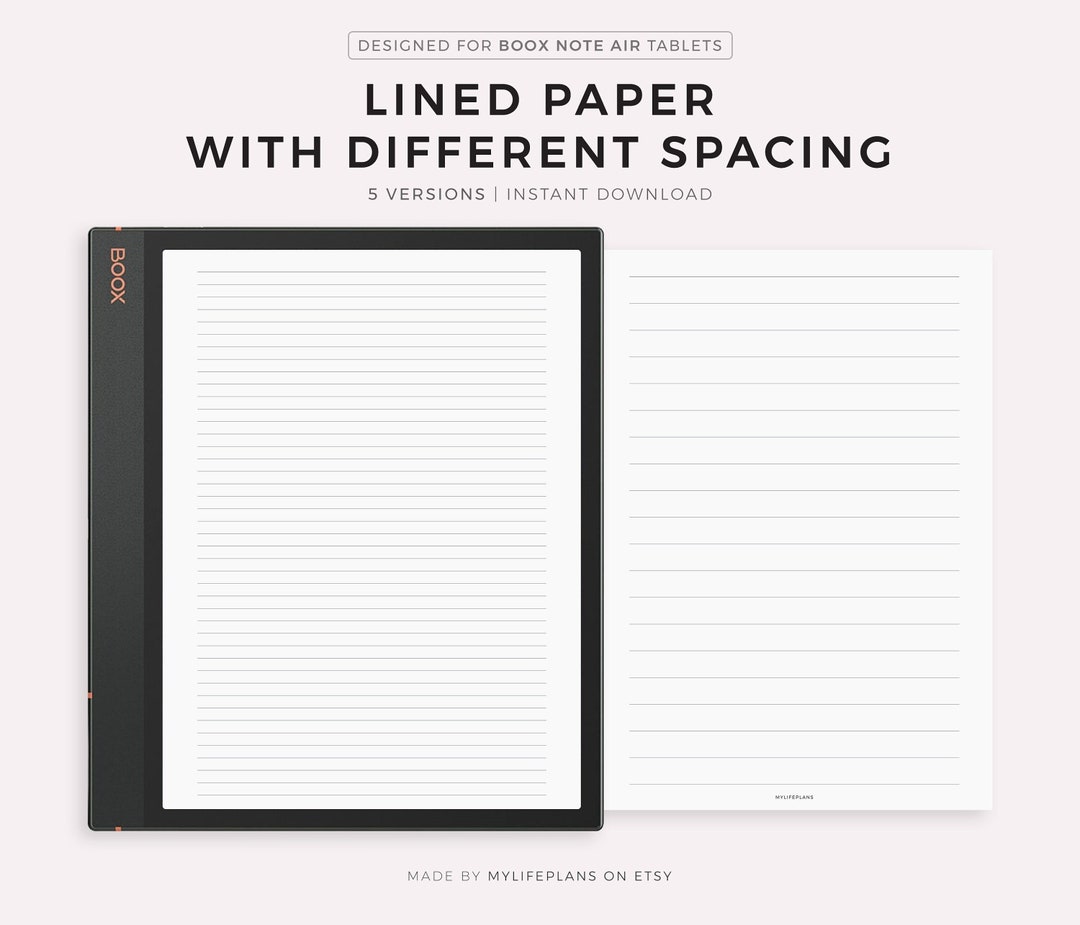 Boox Note Air Lined Paper Templates With Different Spacing 6mm, 8mm ...