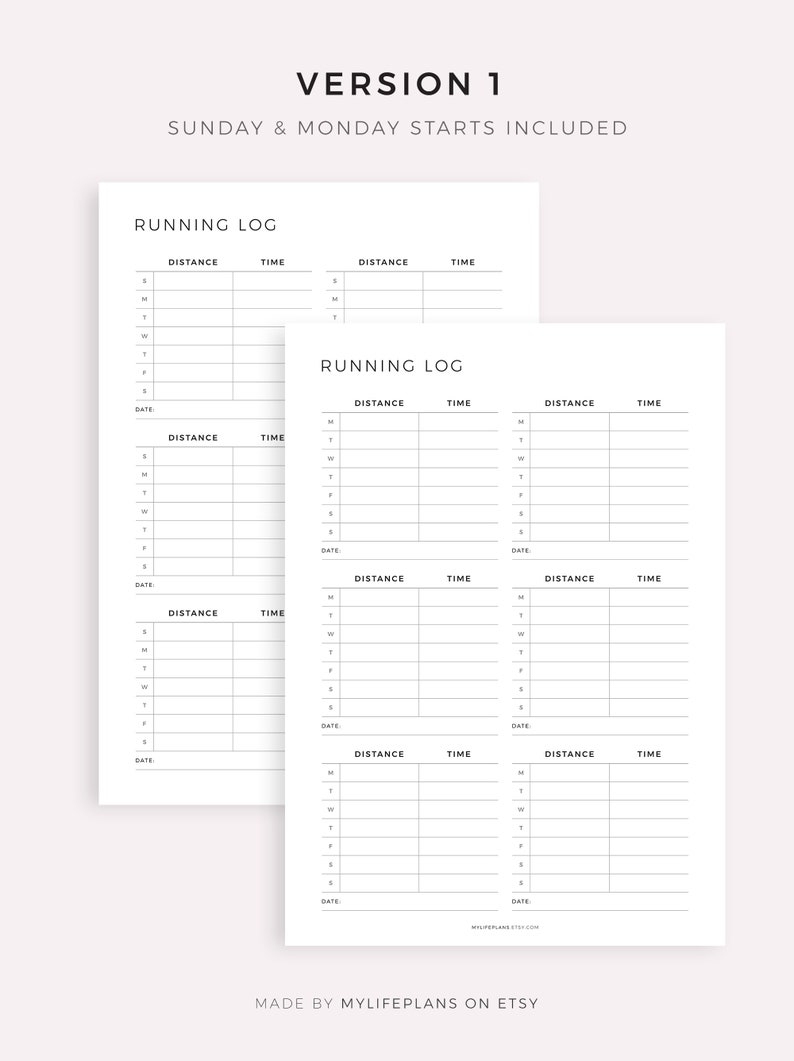 Weekly Running Log Printable Template Running Journal Cardio - Etsy Canada