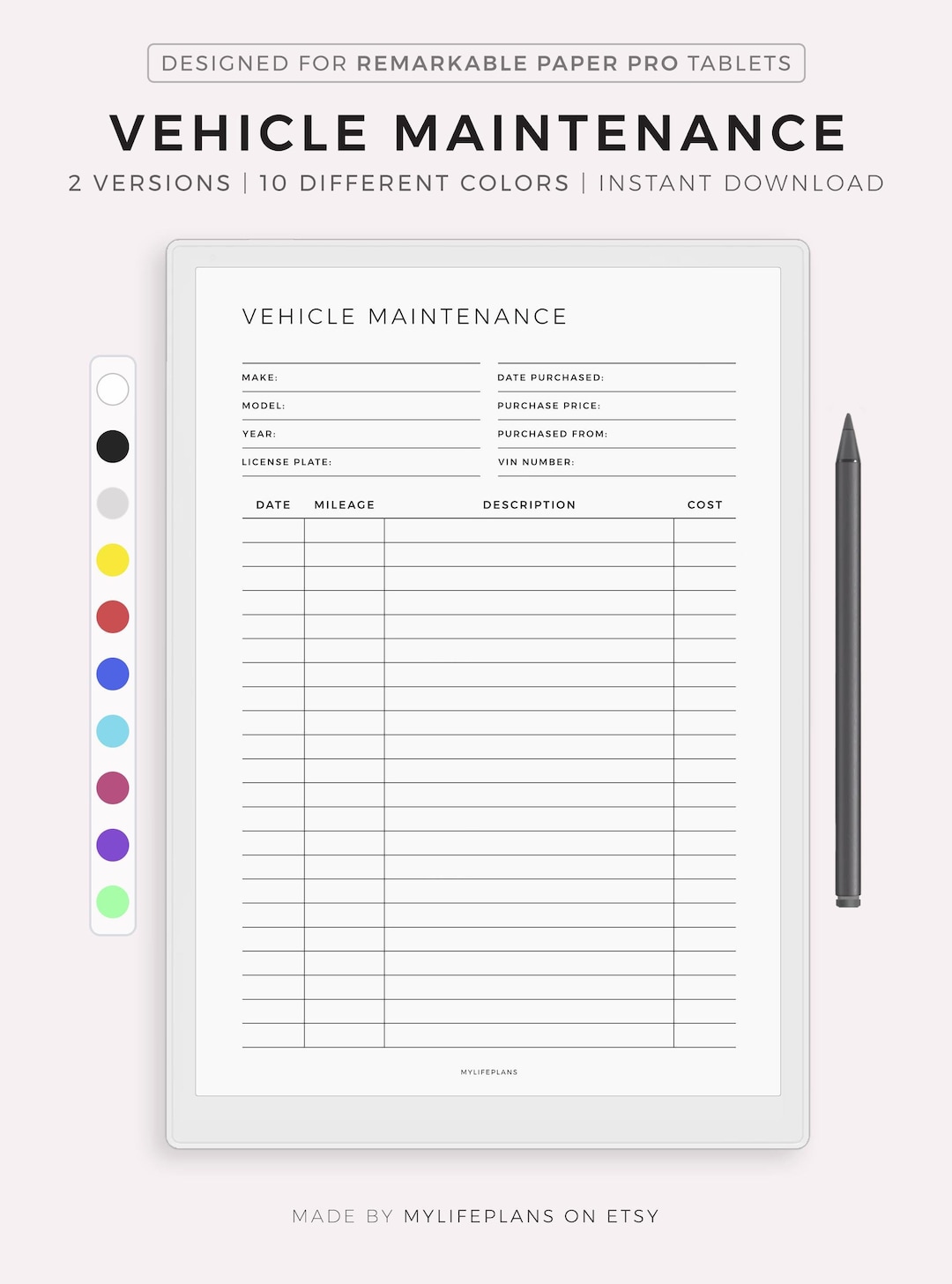 Vehicle Maintenance Log Book, Vehicle Service Tracker, Vehicle Repairs ...