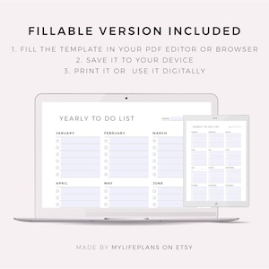 Yearly to Do List, Yearly Tasks, Yearly Planner, Annual Planner ...
