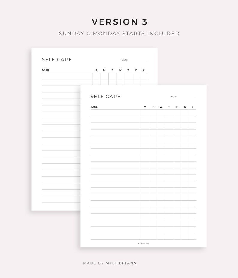Weekly Self Care Tracker Printable for Happy Planner Classic & Big ...
