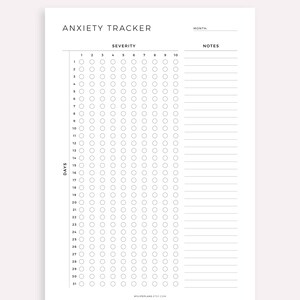 Anxiety Tracker Printable Template, Track Daily Anxiety Levels, Anxiety ...