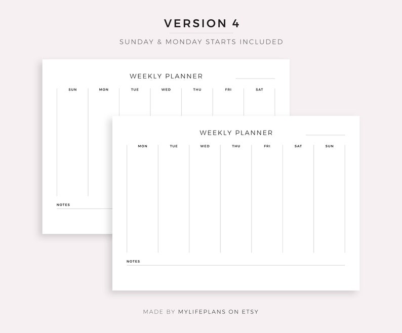 Weekly Planner Printable Landscape, Minimalist Weekly Schedule, Week at ...