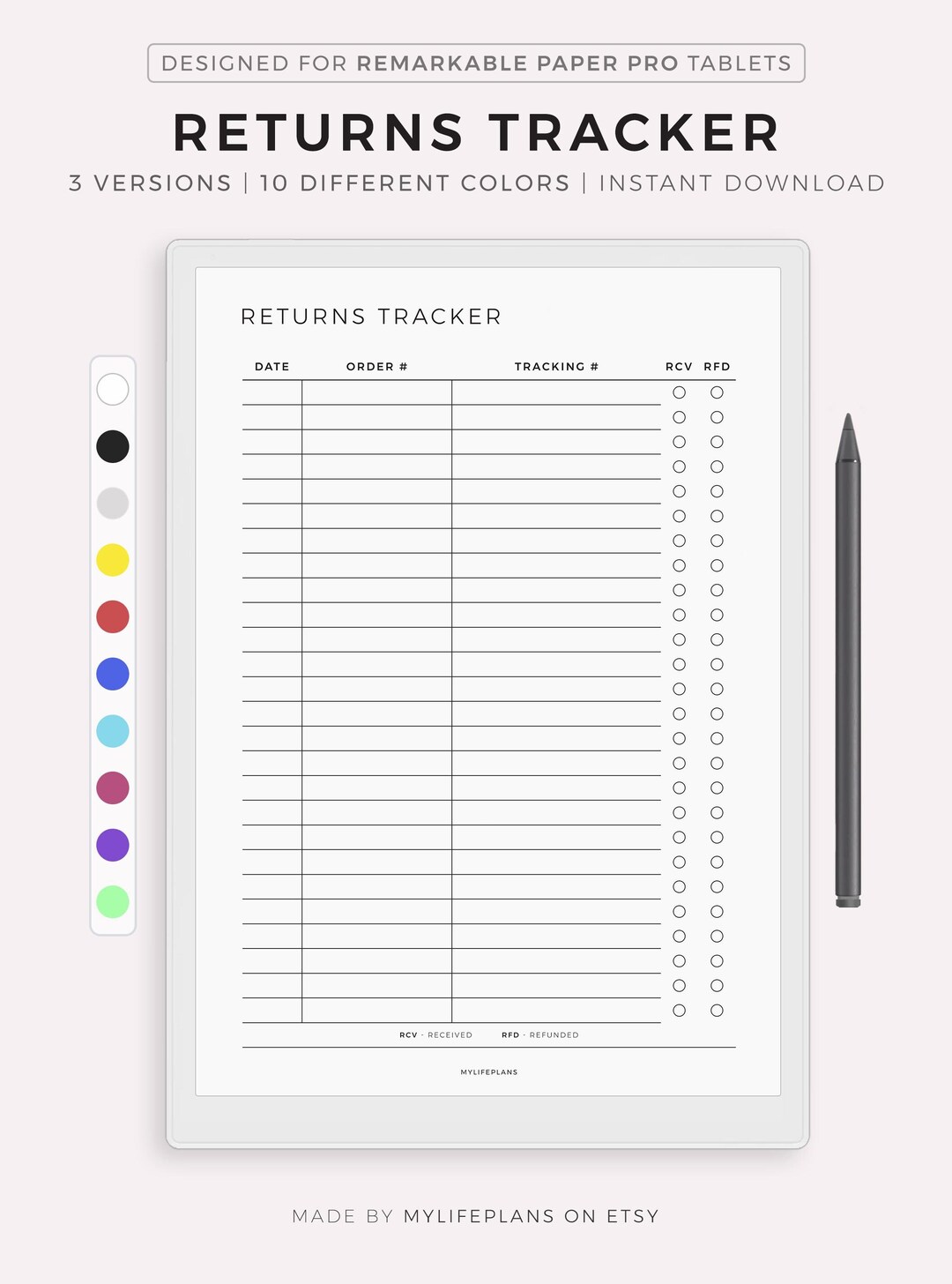 Returns Tracker for Remarkable Paper Pro, Instant Download - Etsy