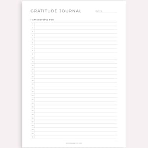 30 Days of Gratitude Printable Template, Daily Gratitude Journal ...