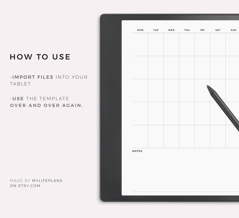 Blank Monthly Calendar for Kindle Scribe, Instant Download - Etsy