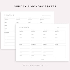 Digital Weekly Meal Planner Landscape, Food Diary, Meal Tracker, Food ...