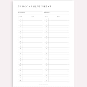 Read 52 Books in 52 Weeks Challenge, Book Reading Tracker, Books to ...