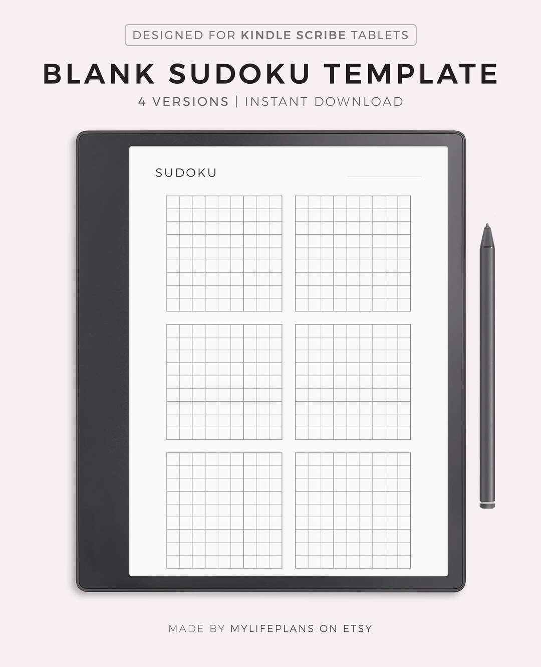 Blank Sudoku Template for Kindle Scribe, Instant Download - Etsy