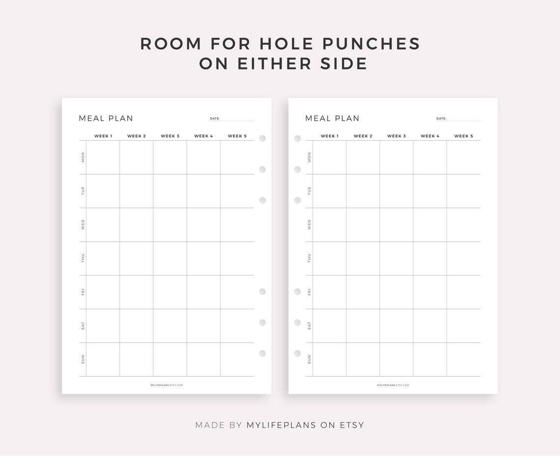 Monthly Meal Planner Printable, 30 Day Menu Planner, Food Planner ...
