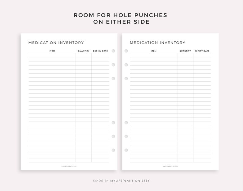 Medication Inventory Printable Template, A4/a5/letter/half Size ...