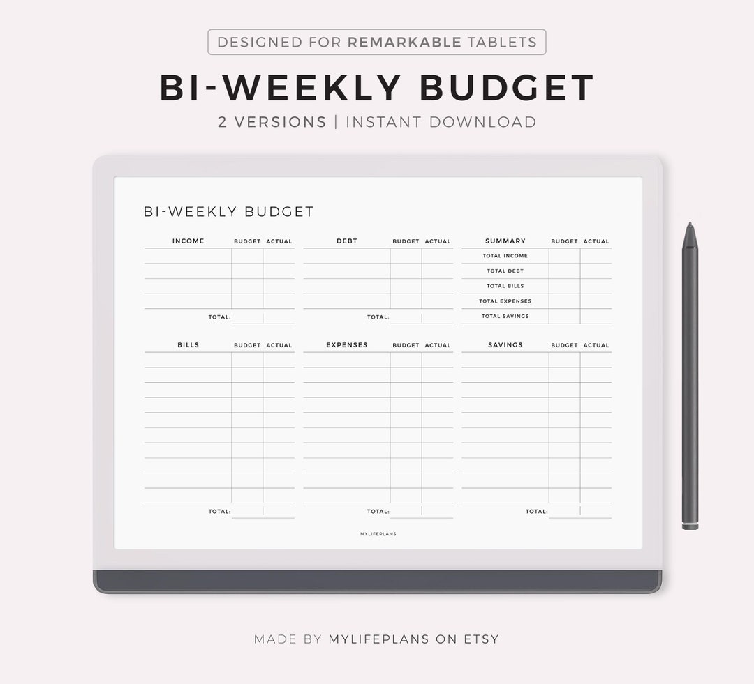 Bi-weekly Budget Planner Landscape, Budget Template, Budget by Paycheck ...