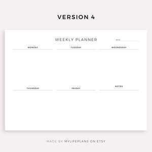 Five Day Weekly Planner Printable to Do List, Weekly Schedule, Week at ...