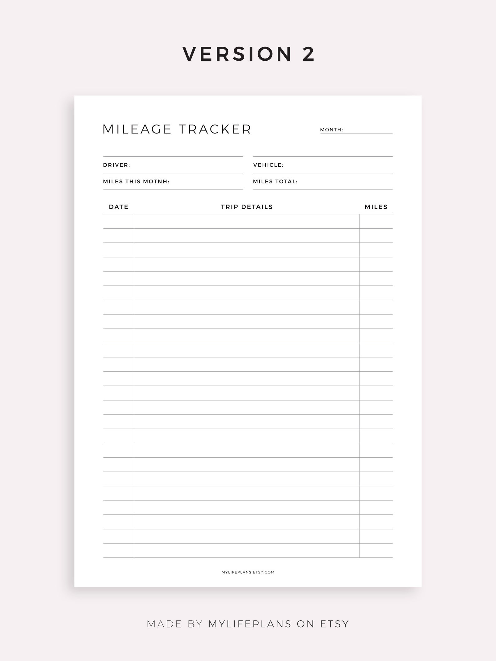 Mileage Tracker Printable, Work Trip Miles Tracker, Business Mileage ...