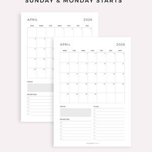 2026 Monthly Planner, Monthly Schedule, Monthly Organizer, Month at a ...