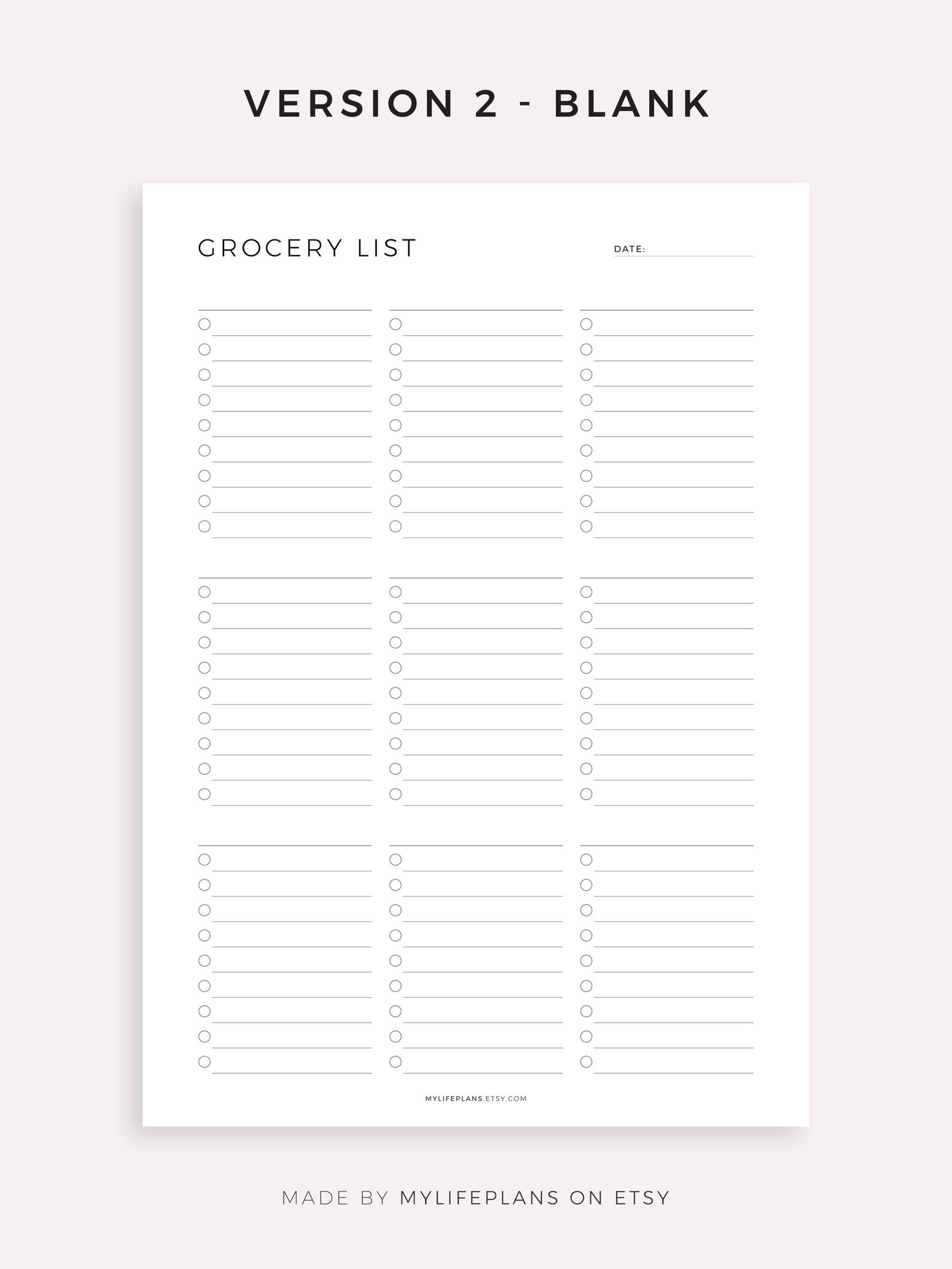 Printable Grocery List Template, Grocery Planner, Food Shopping List ...