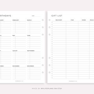 Birthday Tracker & Gift List Printable, Birthday Planner, Birthday and ...