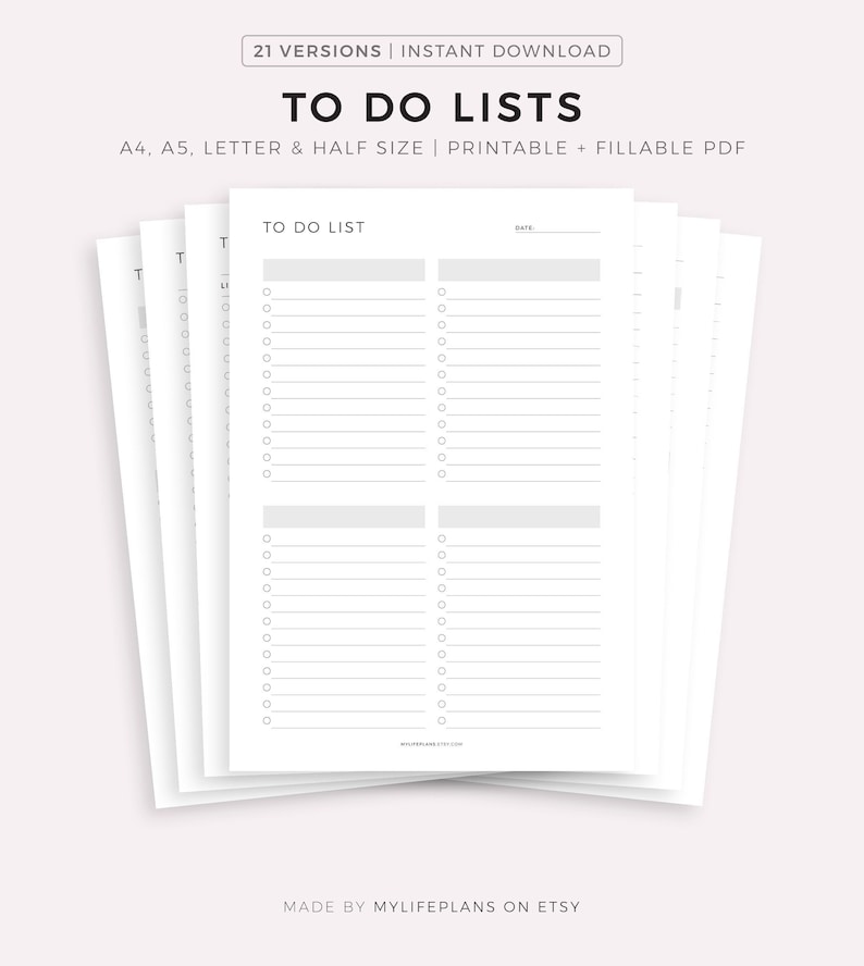 To Do Lists, Task Lists, Printable & Fillable Templates PDF, A4/a5 ...